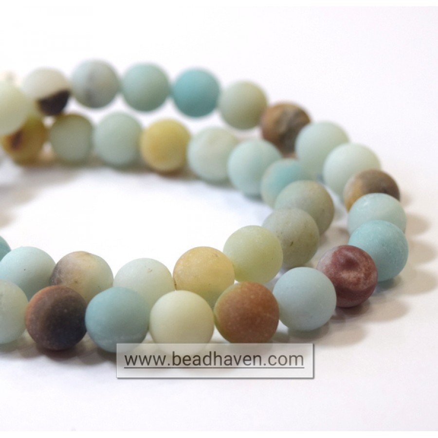 8mm Round Black Gold Amazonite Matte