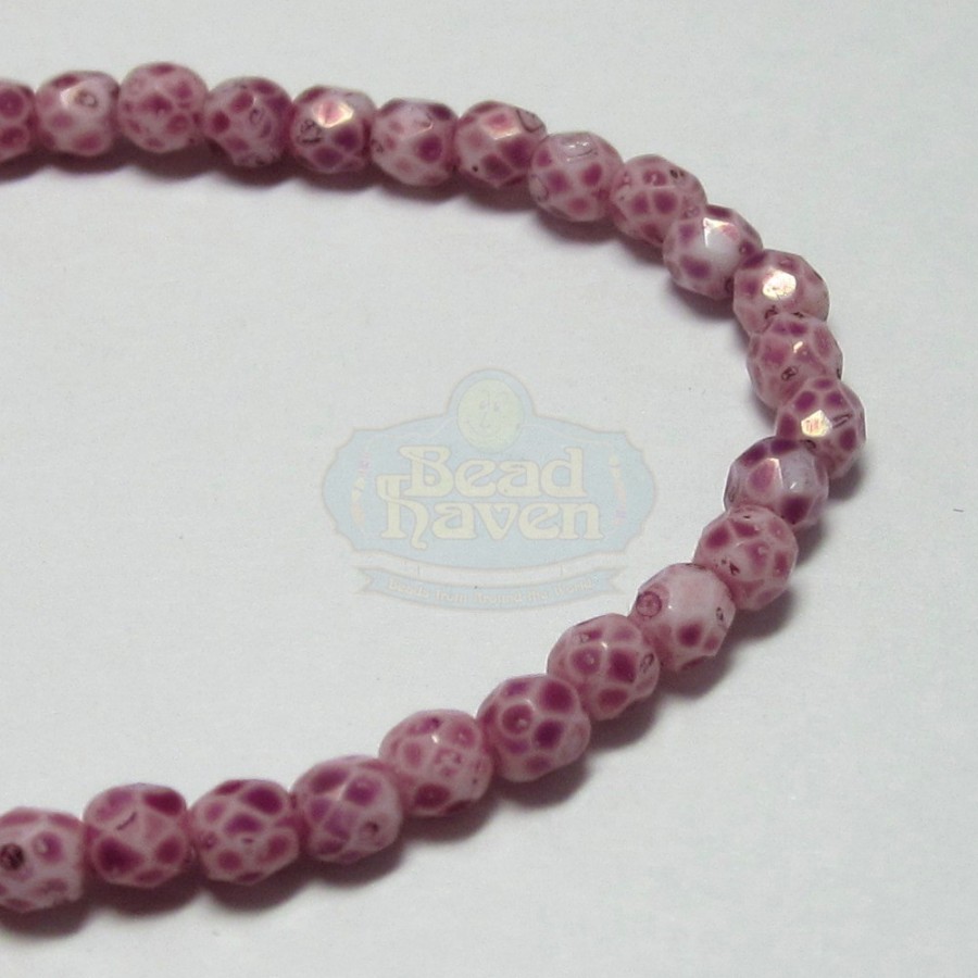 3mm Firepolish Fuchsia Stone