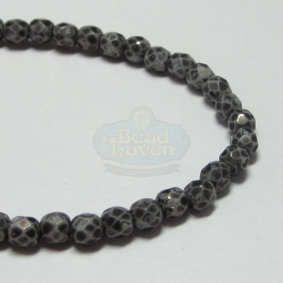 3mm Firepolish Jet Stone