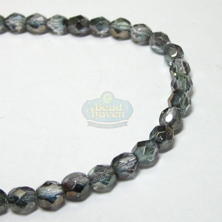 4mm Fireplish Crystal Green Luster