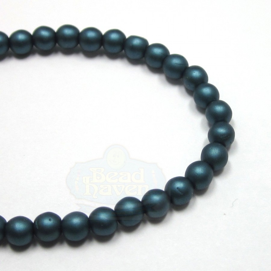 4mm Round Matte-Steel Blue