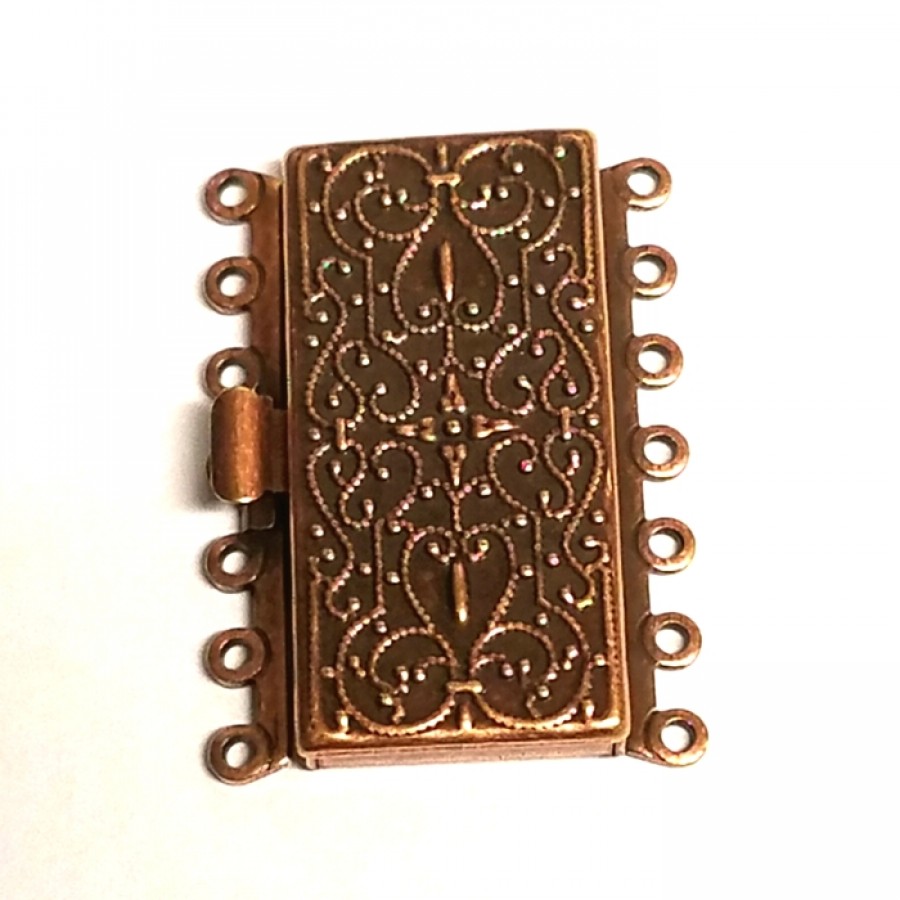 7 Strand Box Clasp Antique Copper